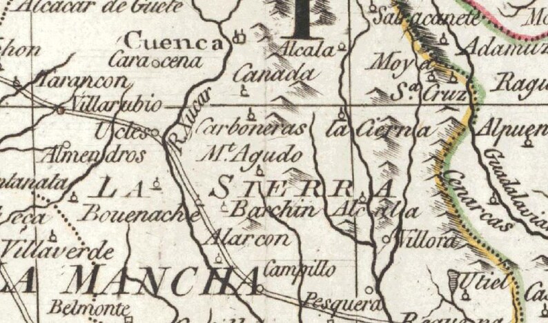 Antique map of Spain and Portugal 1790 antique decor fine | Etsy