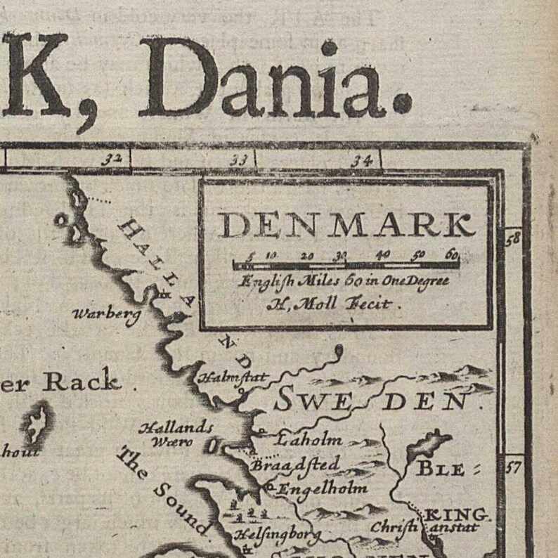 Antique Map of Denmark 1700 Old Map Fine Reproduction - Etsy