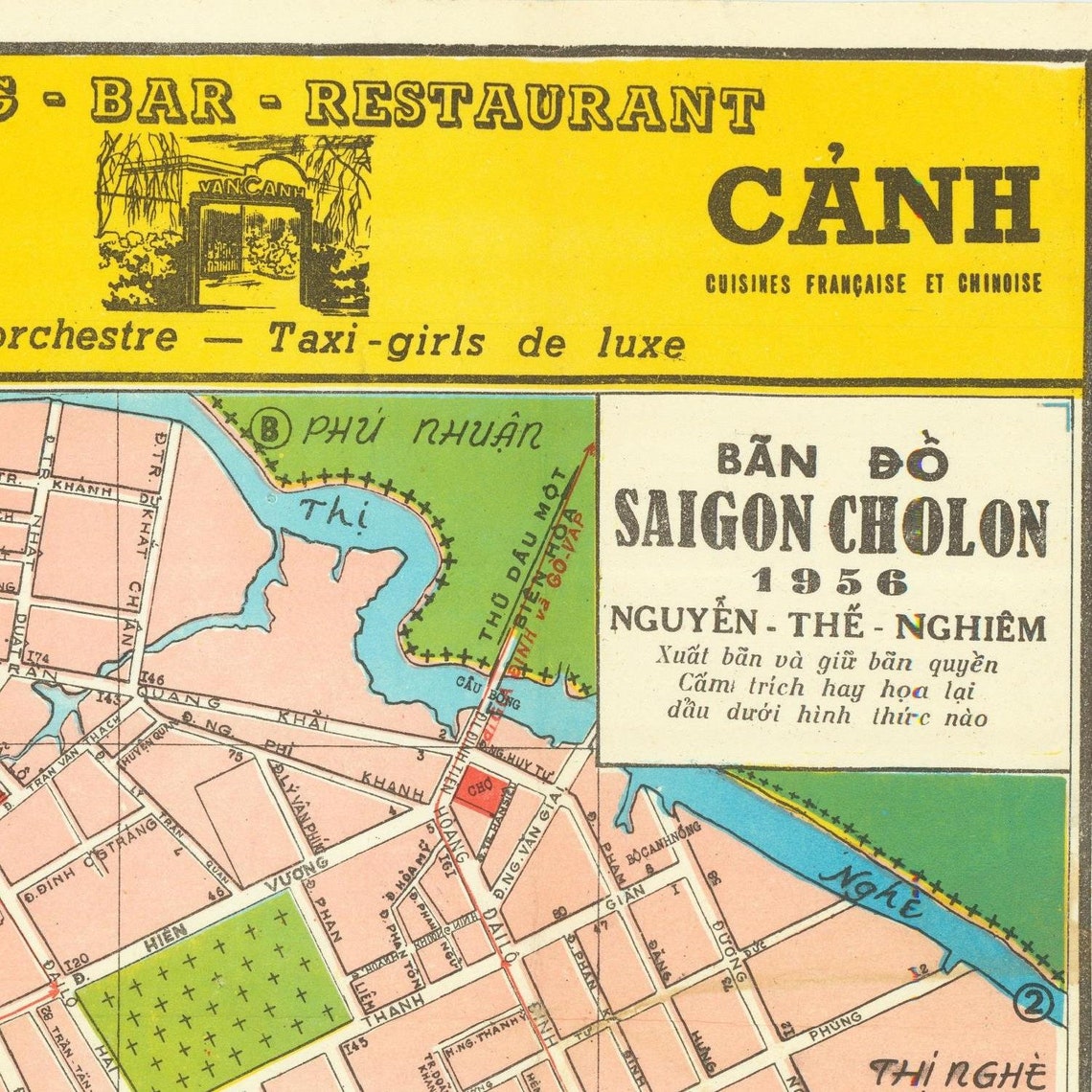 Saigon City Plan Print: 1956 Vintage Map Reproduction - Etsy