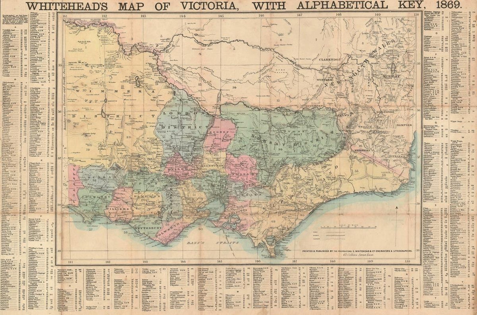 Old map of Victoria Australia 1869 rare map fine | Etsy