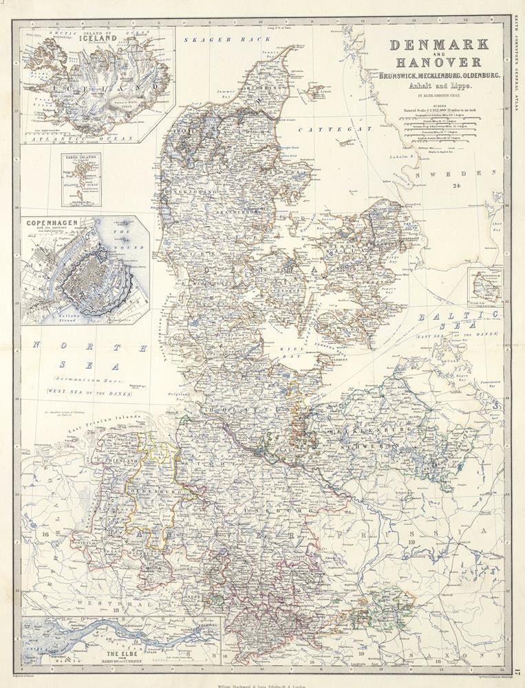 Old Map of Denmark Hanover 1860 Antique Map Rare Map Fine - Etsy