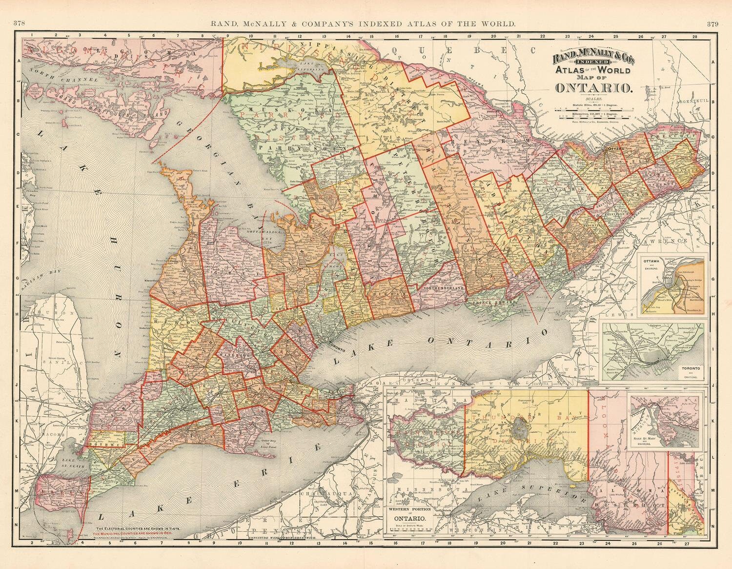 Antique Ontario Map Print: Canada, 1892, Fine Art Reproduction - Etsy