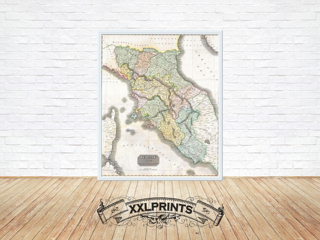 Antique Tuscany Map: 1814 Florence, Italy - Fine Art Print - Etsy