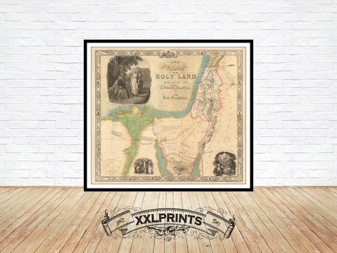 Palestine Map Print: 1836 Holy Land & Egypt, Fine Art Reproduction - Etsy