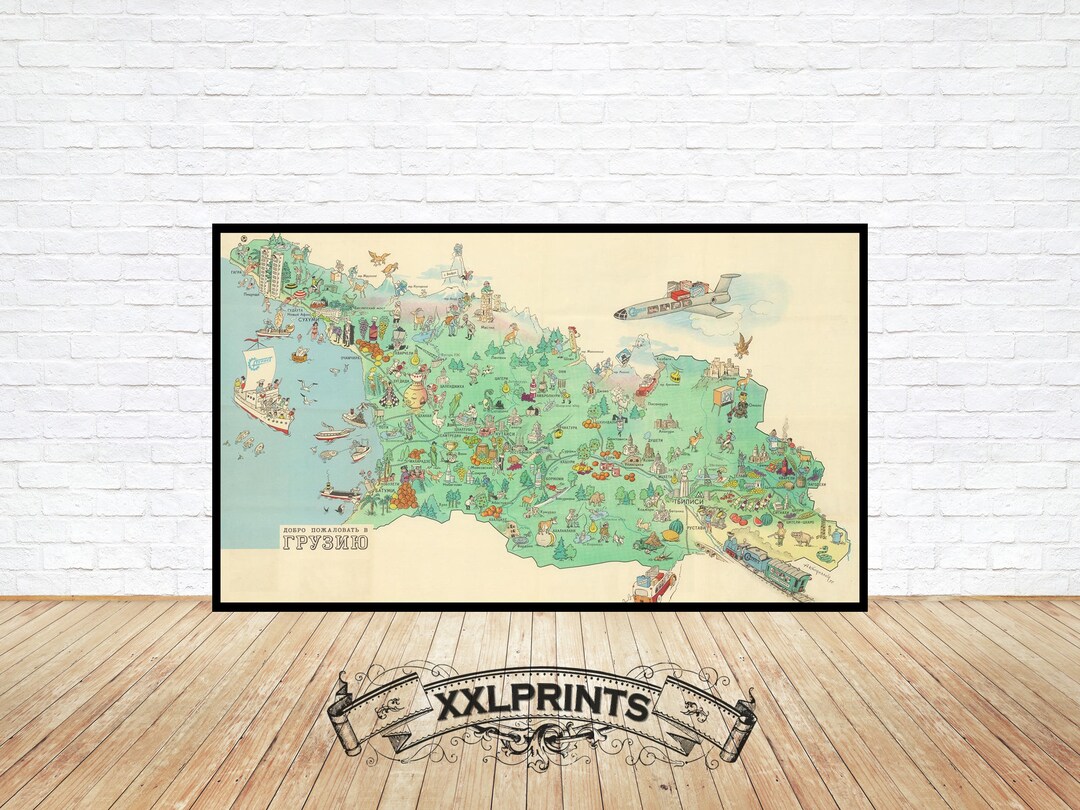 Old Pictorial Map of Georgia, Fine Reproduction, Large Map, Fine Art ...