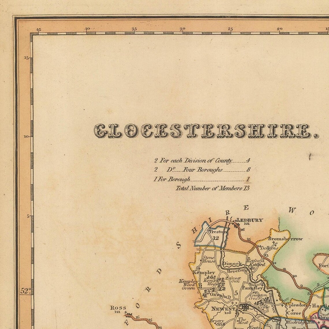 Old map of Gloucestershire1830rare mapantique mapUnited | Etsy