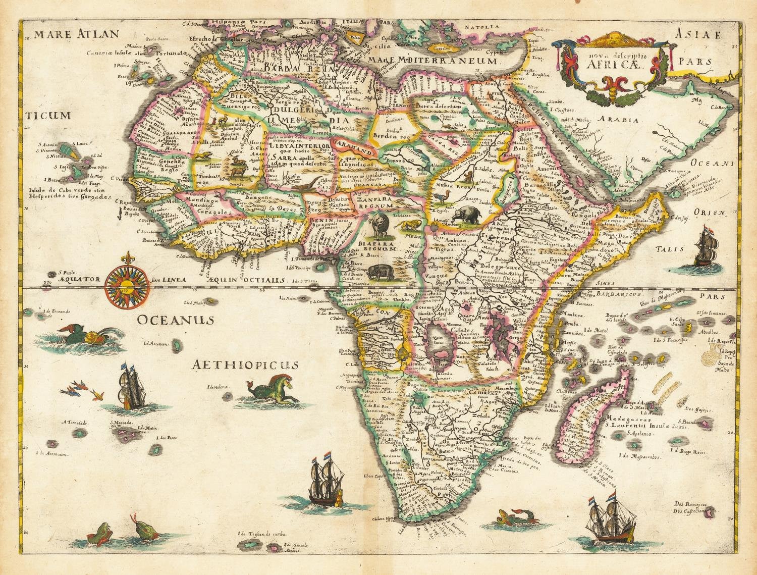 Ancient map of Africa 1638 very rare map beautiful map | Etsy