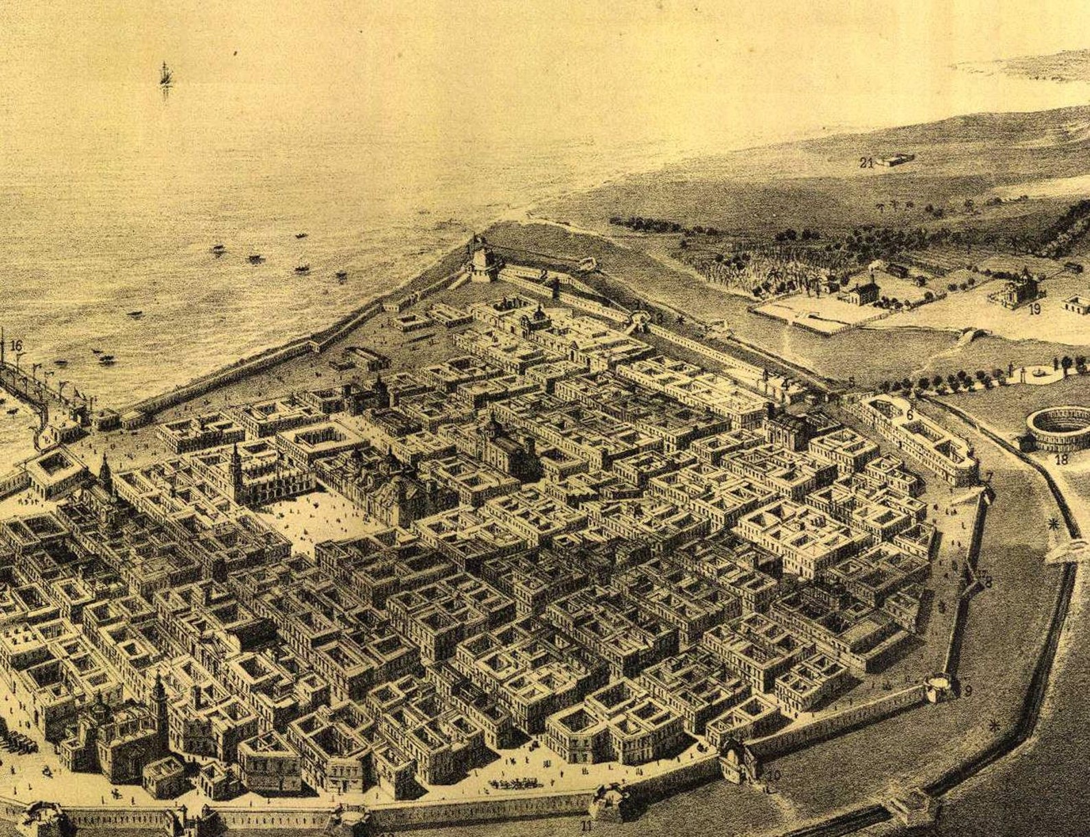 Antique Map of Veracruz Mexico 1850 Aerial View Fine - Etsy