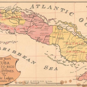 Antique Cuba Map Print, 1898: Fine Art Reproduction - Etsy