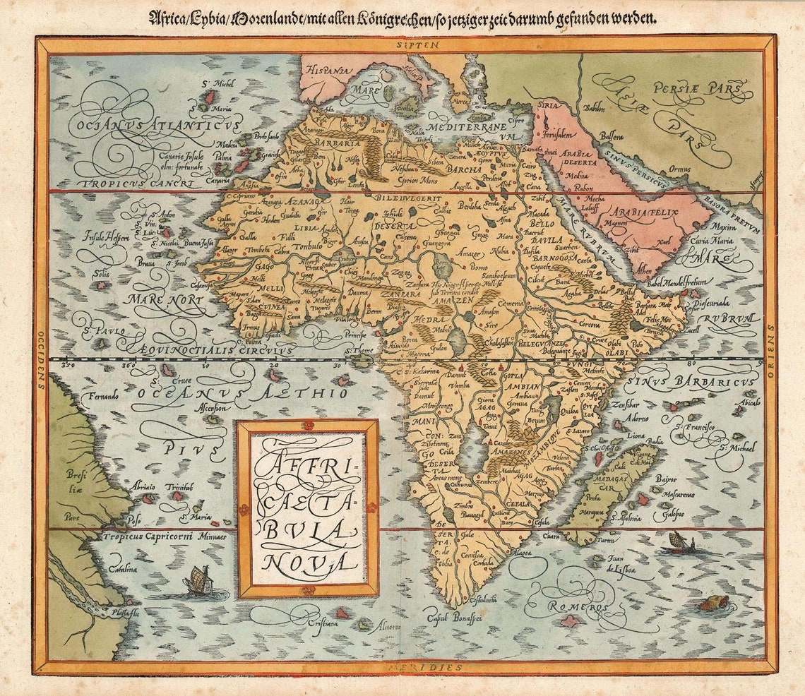 Ancient Map of Africa 1590 Very Rare Fine Reproduction | Etsy