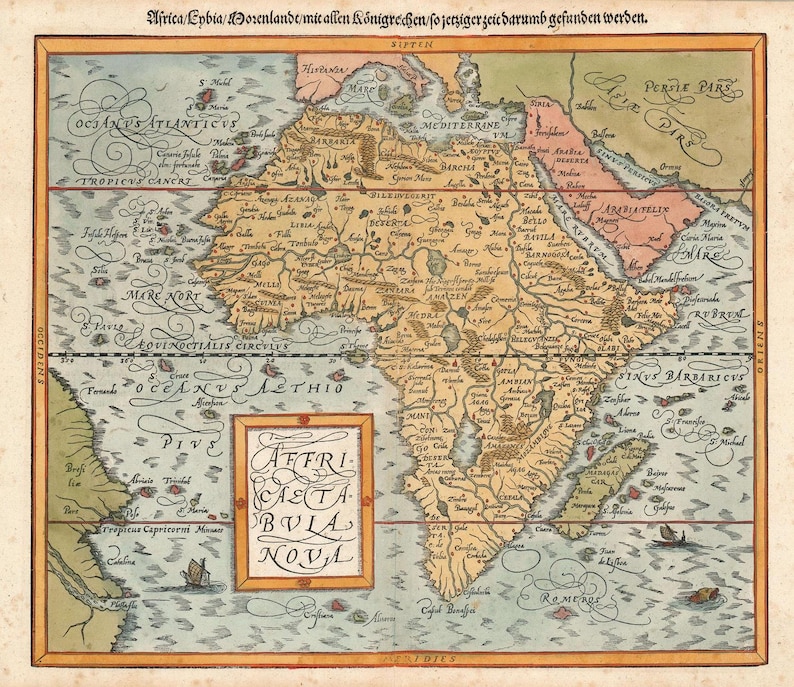 Ancient Map of Africa 1590 Very Rare Fine Reproduction | Etsy