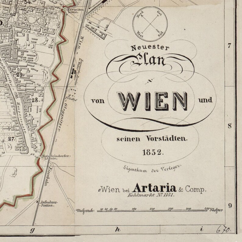 Antique Map of Vienna 1852 Fine Reproduction Large Map - Etsy