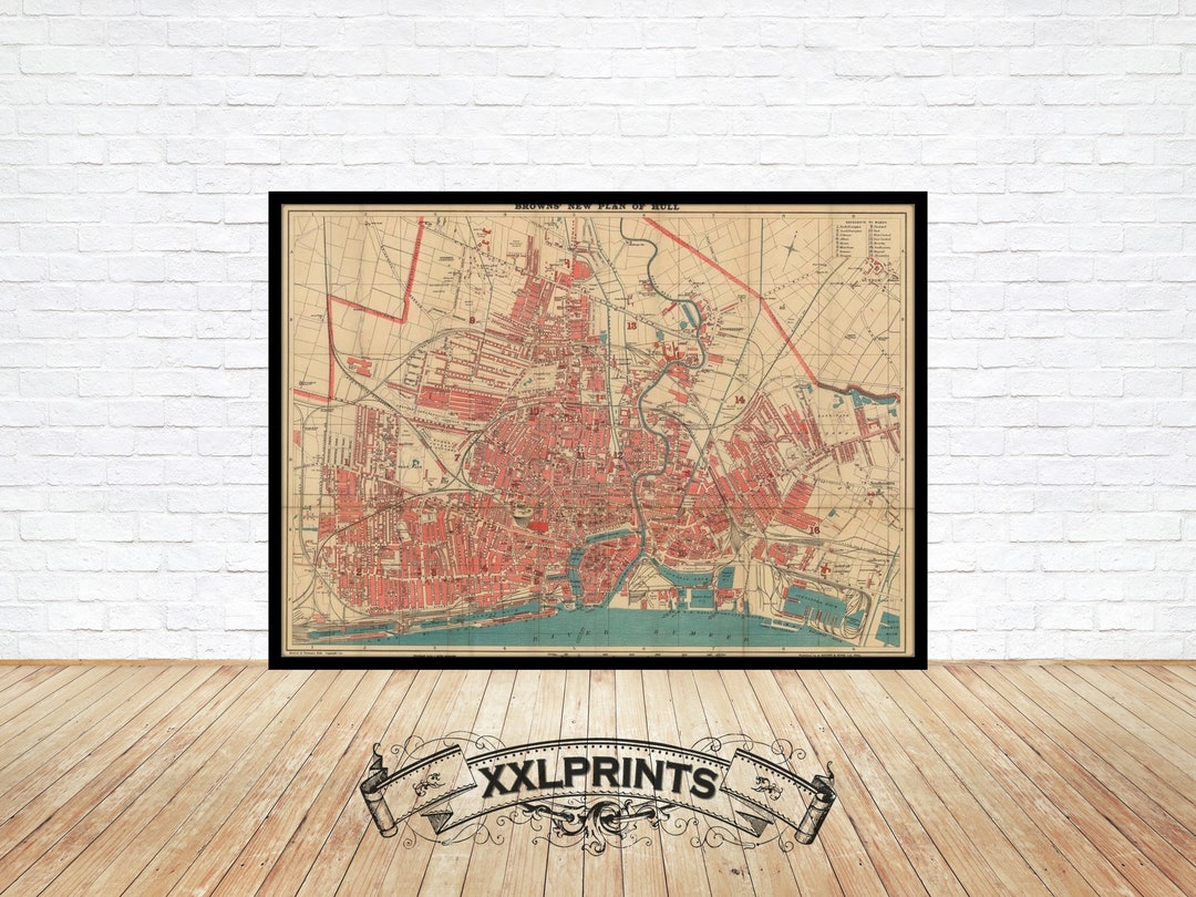 Antique Map of Hull 1890: Vintage City Plan Fine Art Print - Etsy