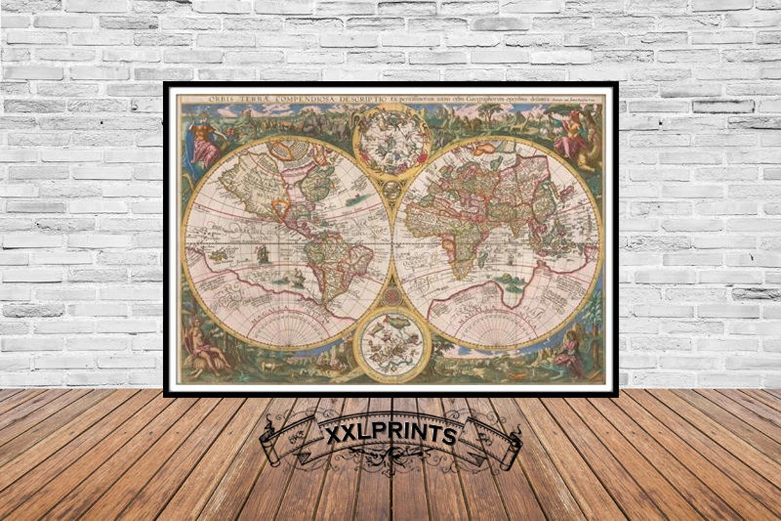 Ancient Map of the World 1596 Extremely Rare Map Beautiful - Etsy