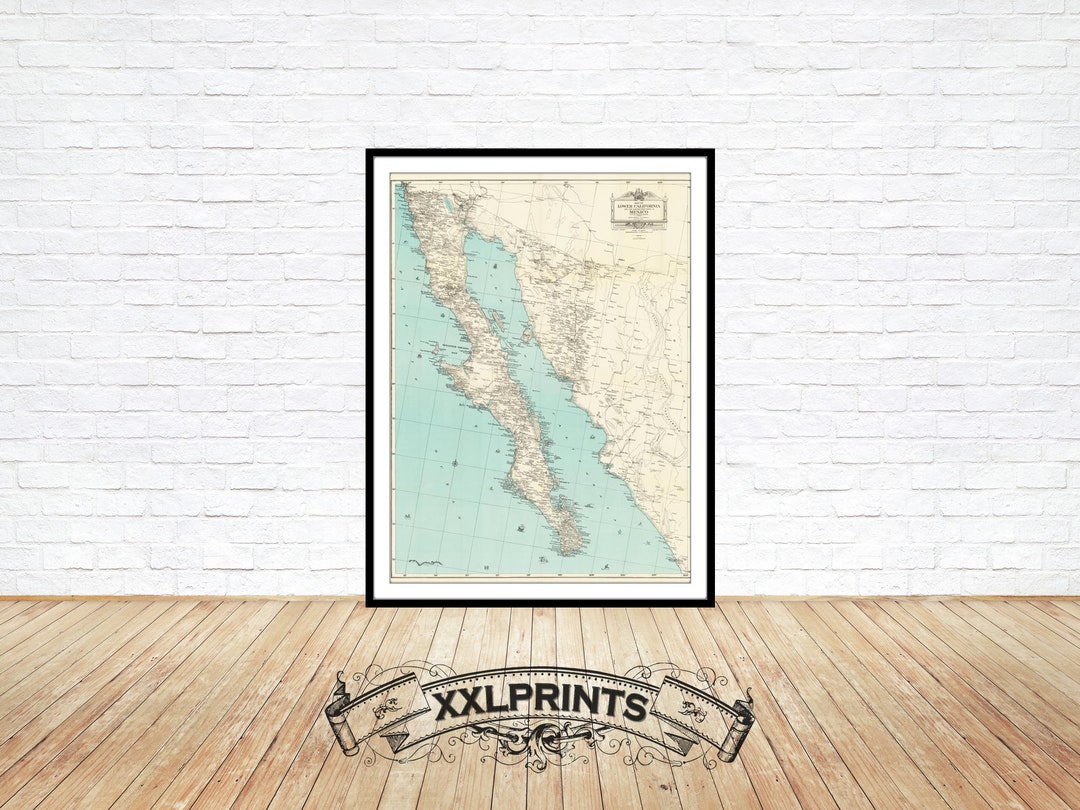 Lower California Map Print: 1930s Northwestern Mexico, Fine Art ...