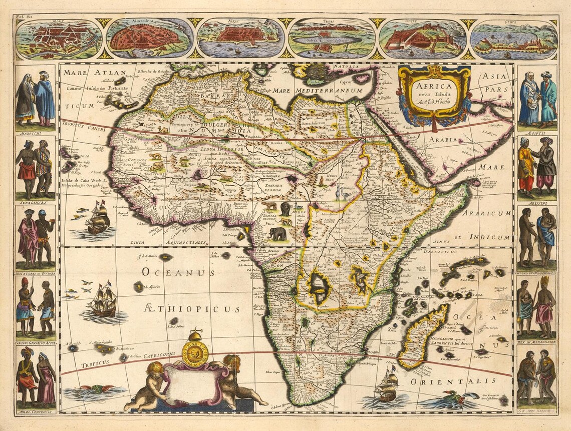 Beautiful Map Set of 4 Continents 1659 Ancient Maps Fine - Etsy