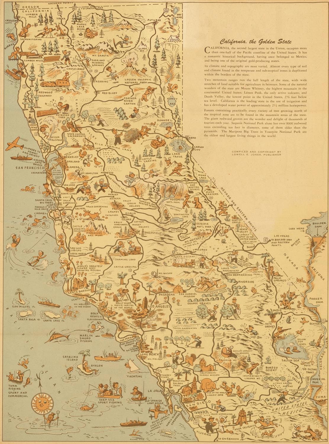 Old Map of Los Angeles 1940 Pictorial Map Fine | Etsy
