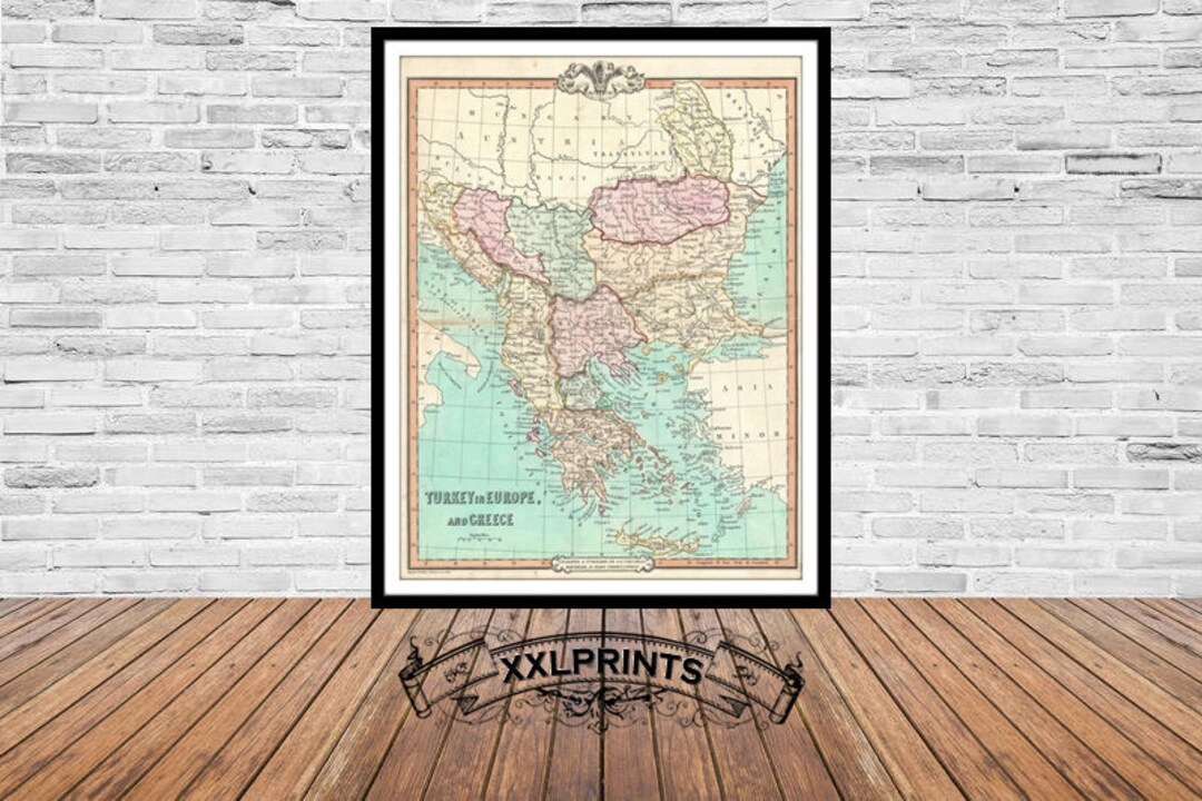 Antique Turkey and Greece Map Print: 1850 Cruchley's Reproduction - Etsy UK