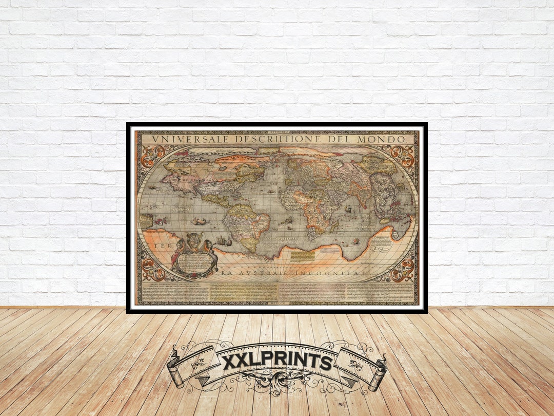 Ancient Map of the World, 1601, Extremely Rare, Beautiful Map, Fine ...