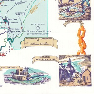 Mother Lode Gold Region Map: California Tourist Map, 1960 - Etsy