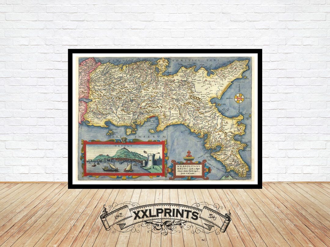 Kingdom of Naples Ancient Map Print, 1593 Calabria Fine Art ...