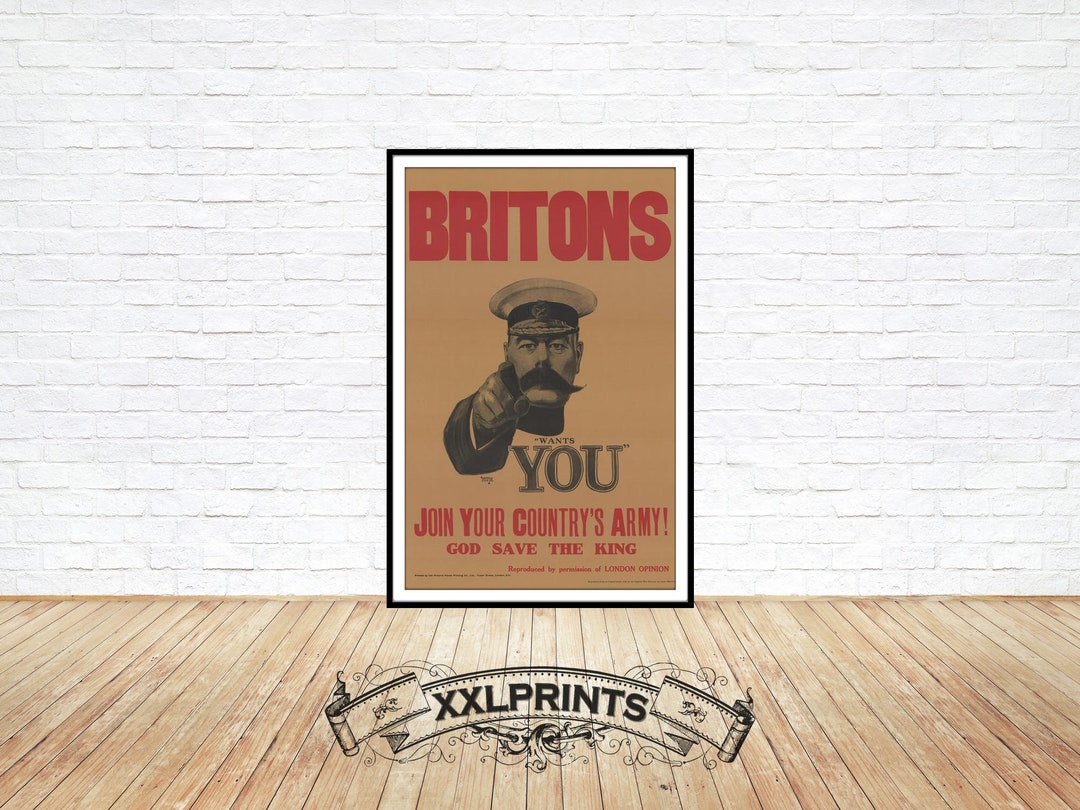 Britons Wants You Poster: 1914 WWI Recruitment Fine Art Print - Etsy