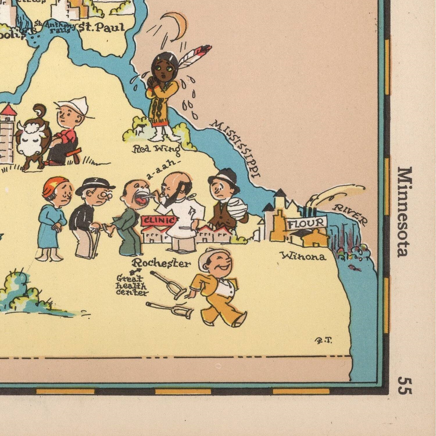 1935 Minnesota Cartoon Map: Fine Art Giclée Print - Etsy