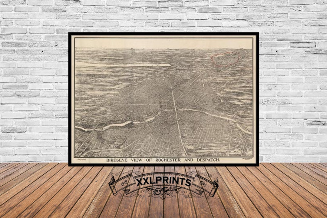 Rochester NY Map Print: 1910 Bird's Eye View, Fine Art Reproduction - Etsy