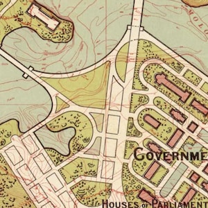 Old Map of Canberra, Australia, 1913, Antique Decor, Fine Reproduction ...