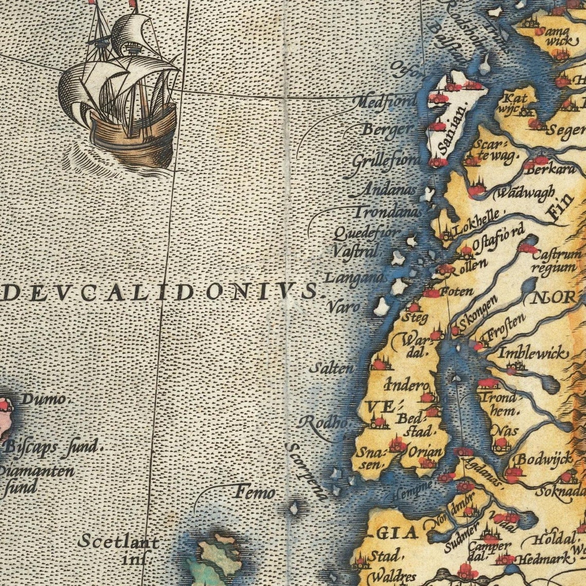 Old Map of North Atlantic 1592 Rare Map Ancient Map Fine - Etsy