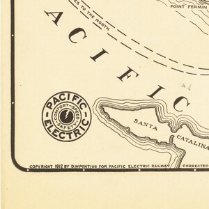 Old Map of Pacific Electric Railway,southern California,1912,fine ...