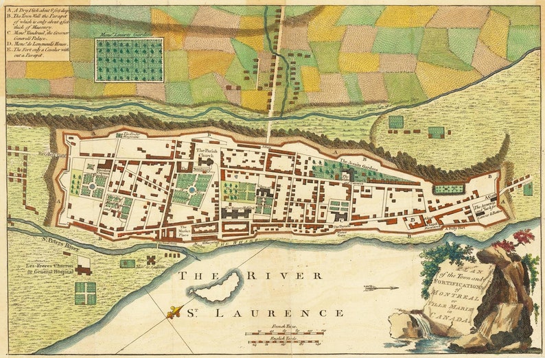 Montreal 1759 Map Print: Antique Town & Fortifications Art - Etsy