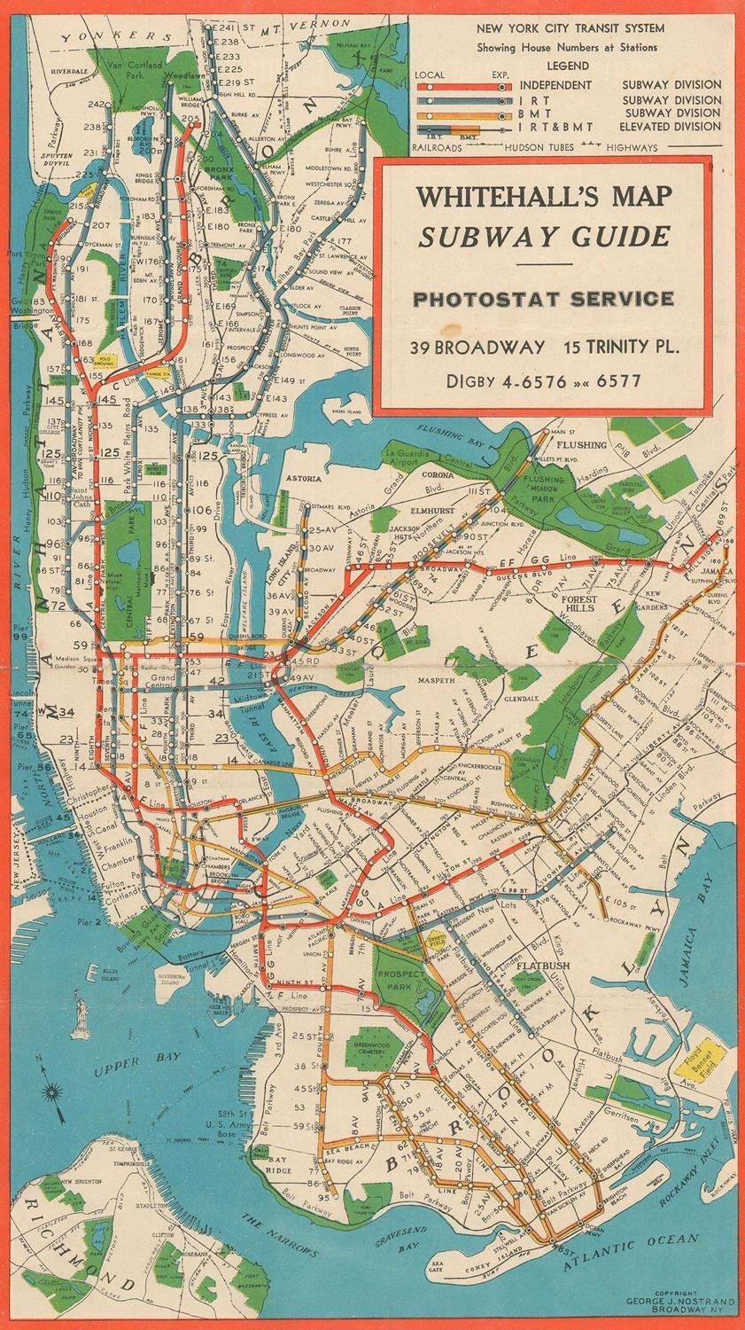 Old Subway Map of New York City 1945 Antique Fine - Etsy