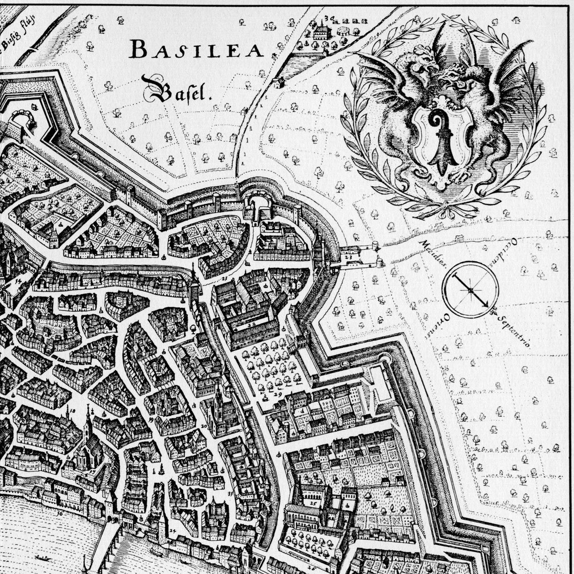 Ancient Map of Basel 1642 Very Rare Map Antique Fine | Etsy