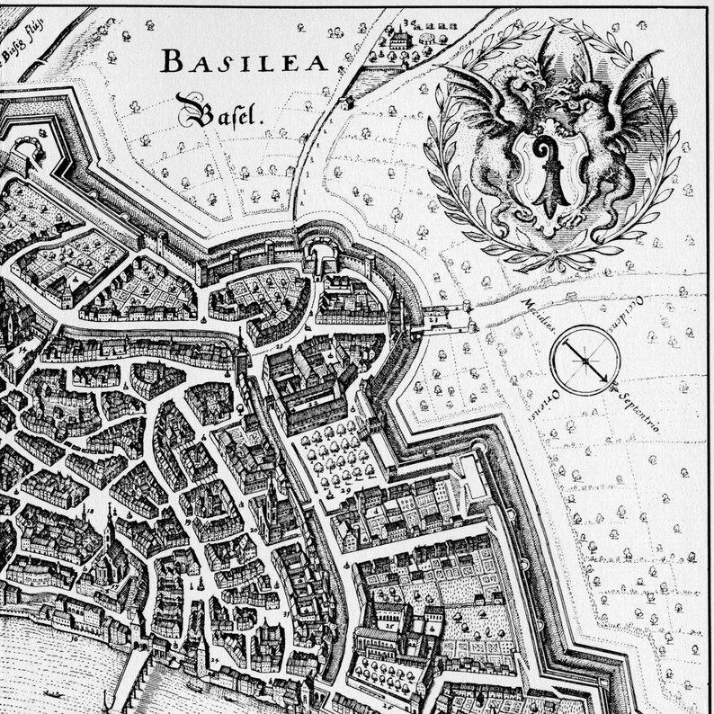 Ancient Map of Basel 1642 Very Rare Map Antique Fine | Etsy