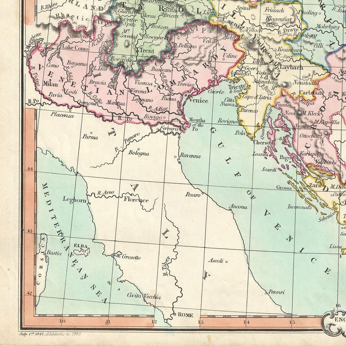 Old Map of Austria 1850 Very Rare Map Colorfull Map - Etsy Singapore