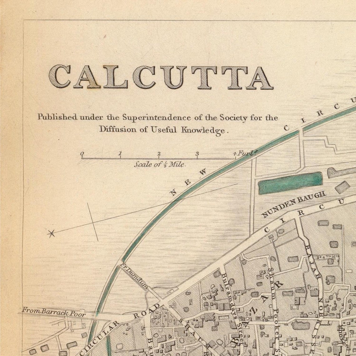 Calcutta Map Print: 1832 City Plan, Antique Fine Art Reproduction - Etsy