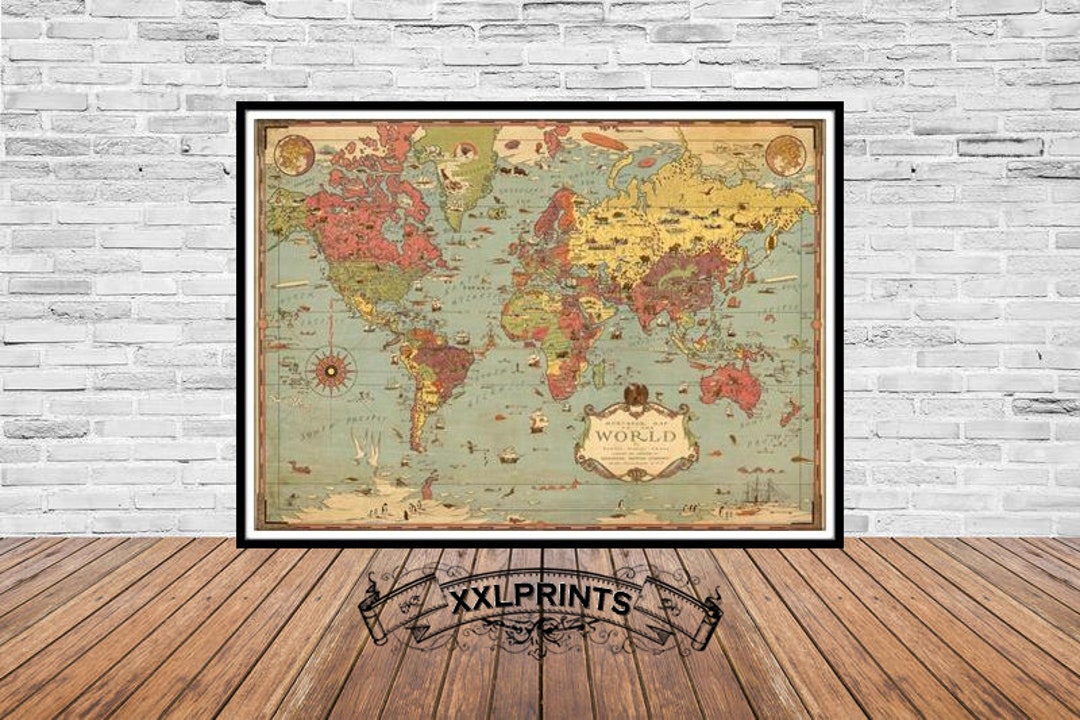 1931 Mercator World Map: Fine Art Giclée Print - Etsy