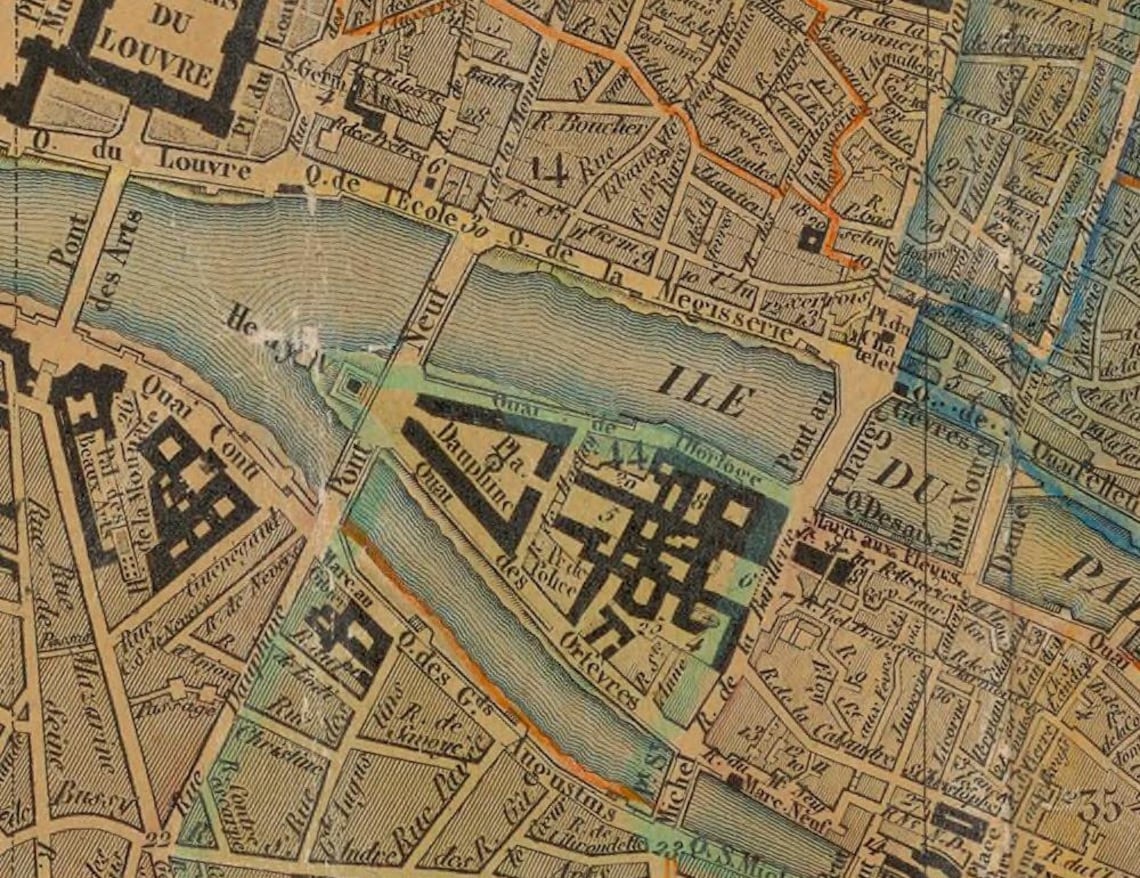 Antique Map of Paris 1830 Old Map Plan Du Paris Fine - Etsy