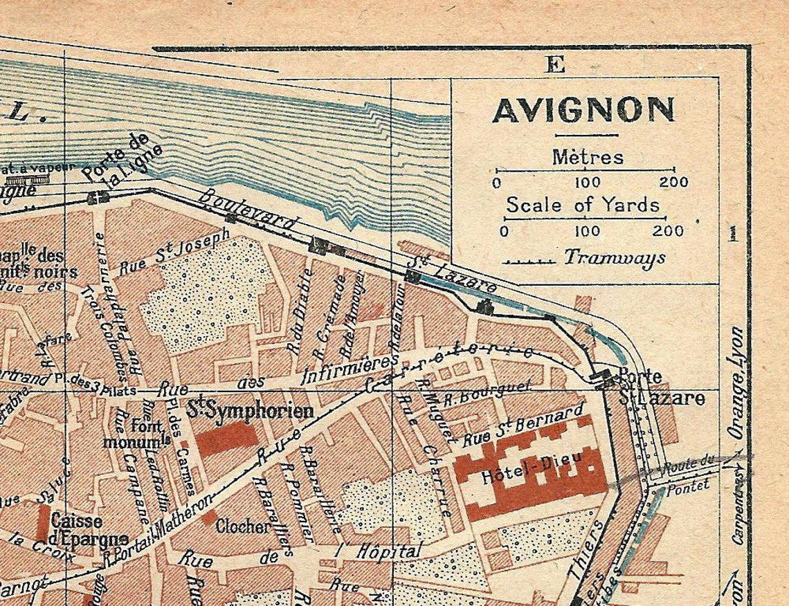 Old Map of Avignon, France, 1921, Fine Reproduction, Vintage Decor ...
