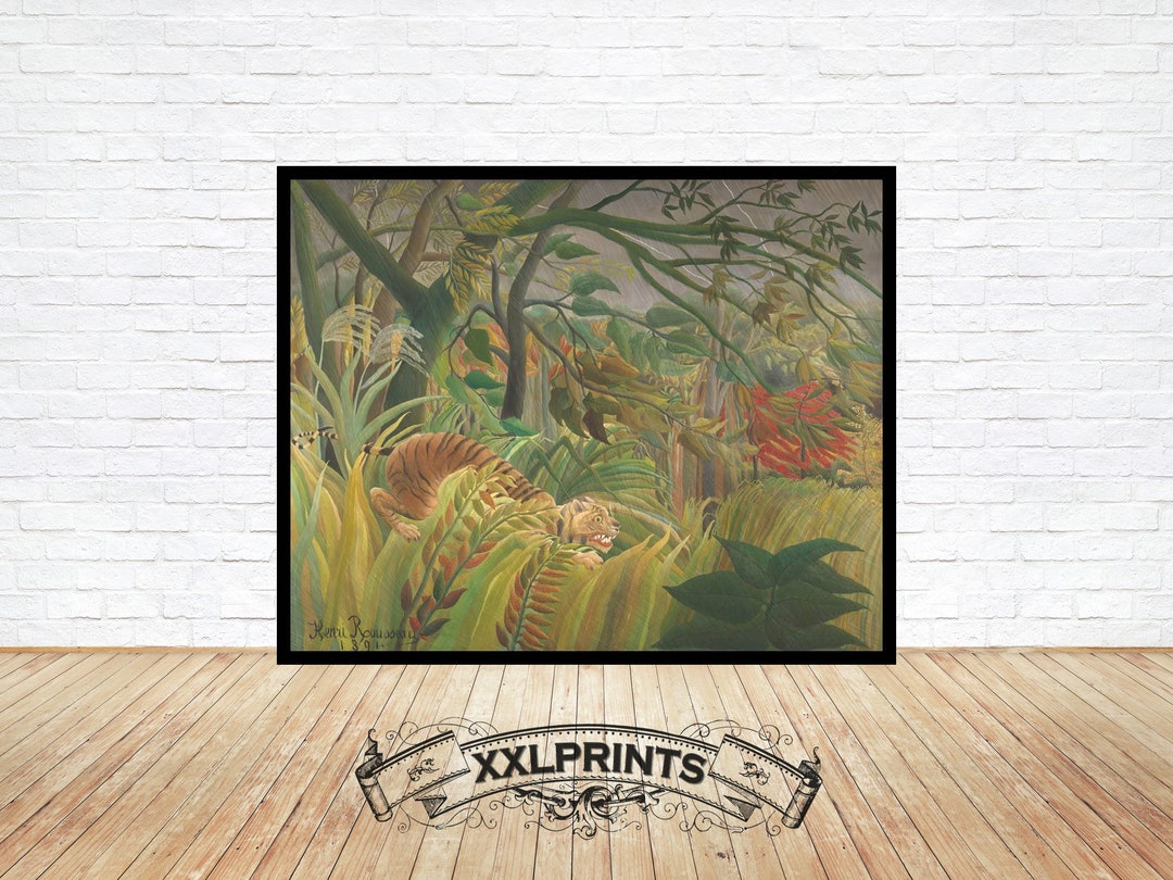 Henri Rousseau 'surprised' Tiger Art Print: Jungle Landscape ...