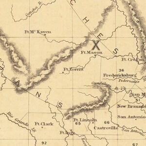 Antique Texas Map Print: 1851 Fine Art Reproduction - Etsy