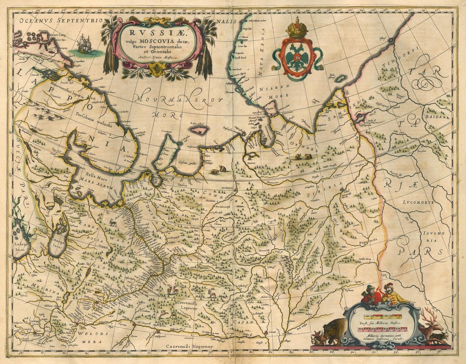 Ancient Map of Russia, 1650, Very Rare Mp, Beautiful Map, Fine ...