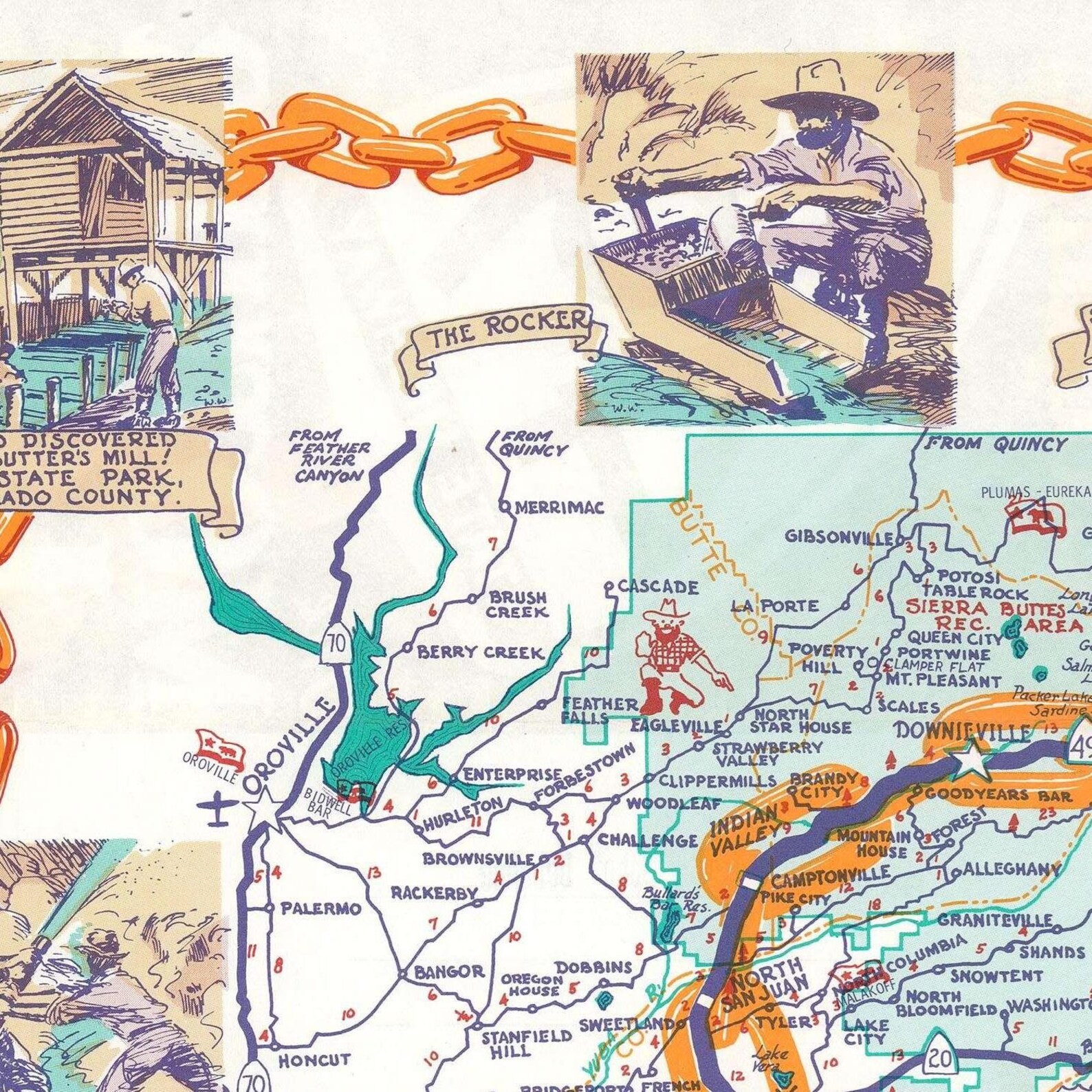 Old Pictorial Tourist Map of the Mother Lode Gold Region | Etsy