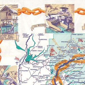 Old Pictorial Tourist Map of the Mother Lode Gold Region, California ...