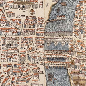 Ancient Rare Map of Paris at 1550, Large Paris Map, Fine Reproduction ...