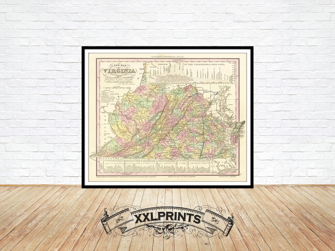 Antique Virginia Map Print: 1836 Reproduction, Fine Art Giclée - Etsy