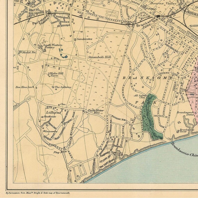 Old Map of Bournemouthcity Plan1890rare Mapantique - Etsy