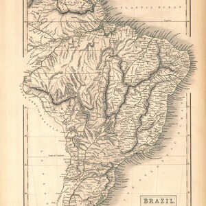 Antique Brazil Map Print: 1847 Historical Fine Art Reproduction - Etsy