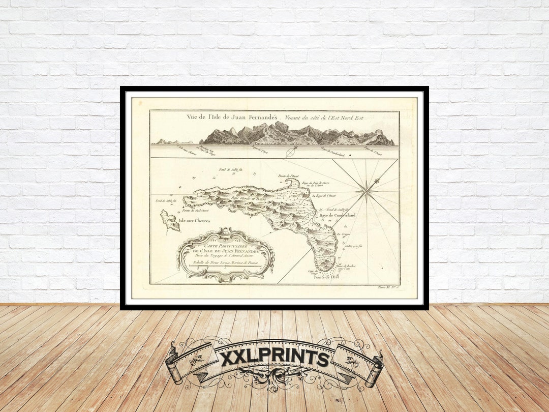 Robinson Crusoe Island Map Print: Juan Fernandes Antique Reproduction ...